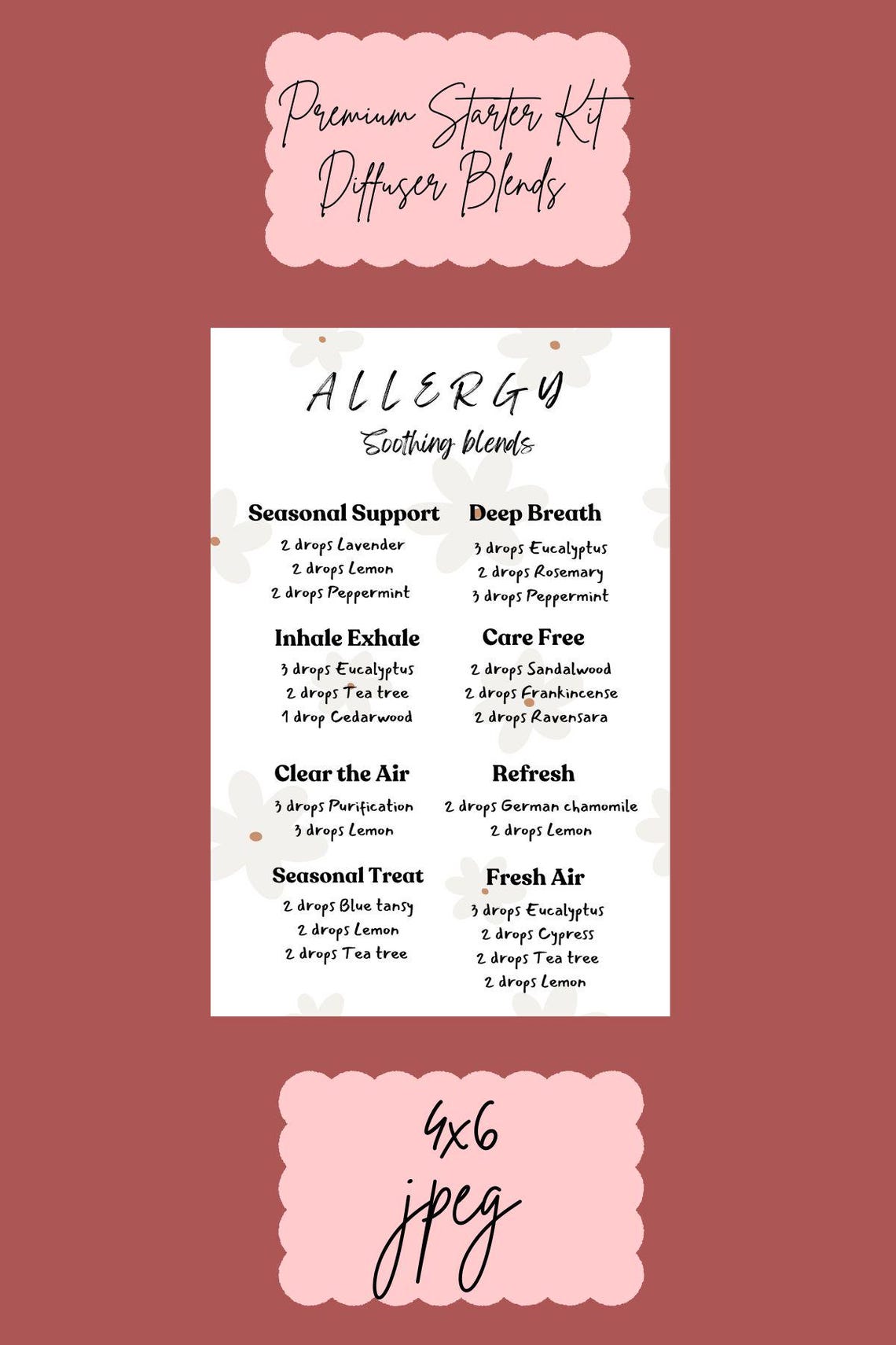 Download + Print Premium Starter Kit Diffuser Blends L Allergy Diffuser ...