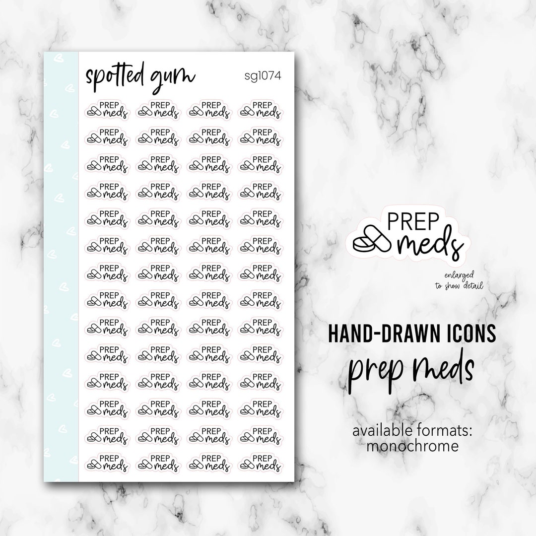 SG1074 - Prep Meds Script Stickers, Medicine Functional Stickers - Etsy