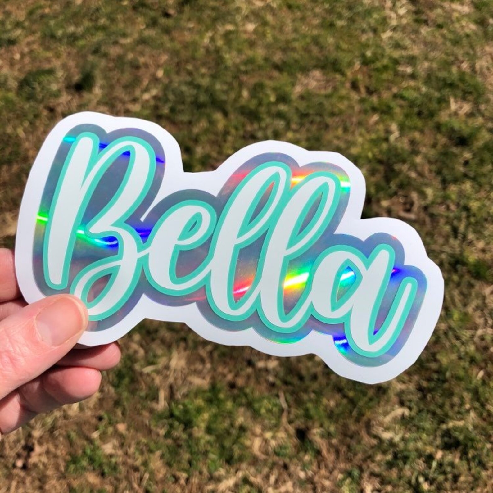 Holographic Vinyl Name Decal Layered Vinyl Name Sticker - Etsy