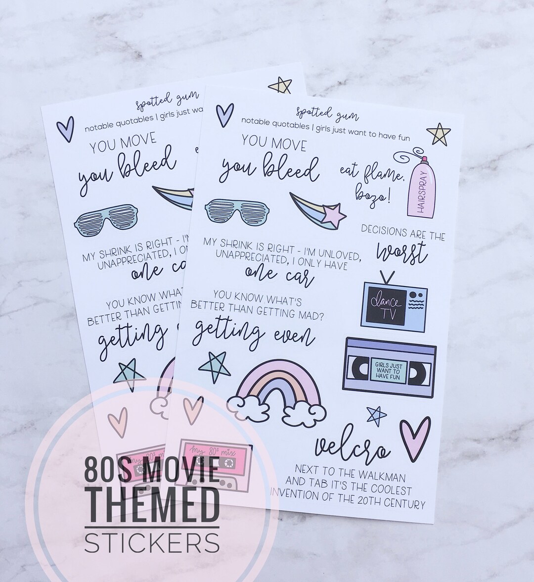 Movie Quote Stickers, Fun 80s Movie, Hearts, Rainbows, Stickers ...
