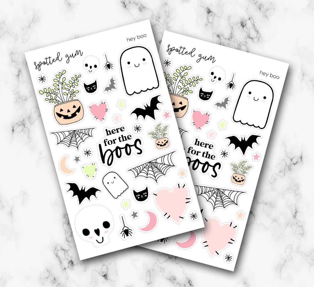 Here for the Boos, Hey Boo, Halloween Planner Stickers, Pumpkin, Hearts ...
