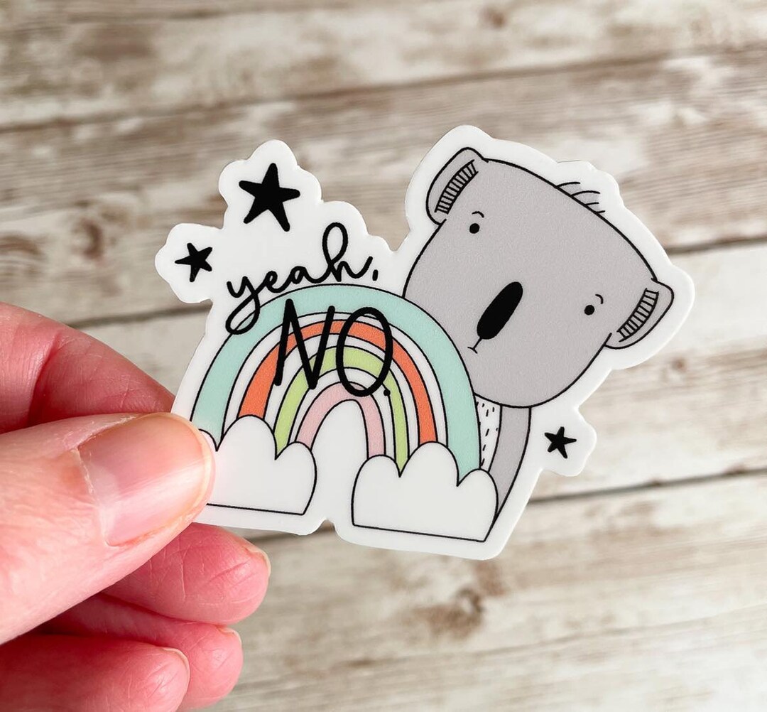 Yeah No Koala Rainbow Vinyl Sticker - Etsy