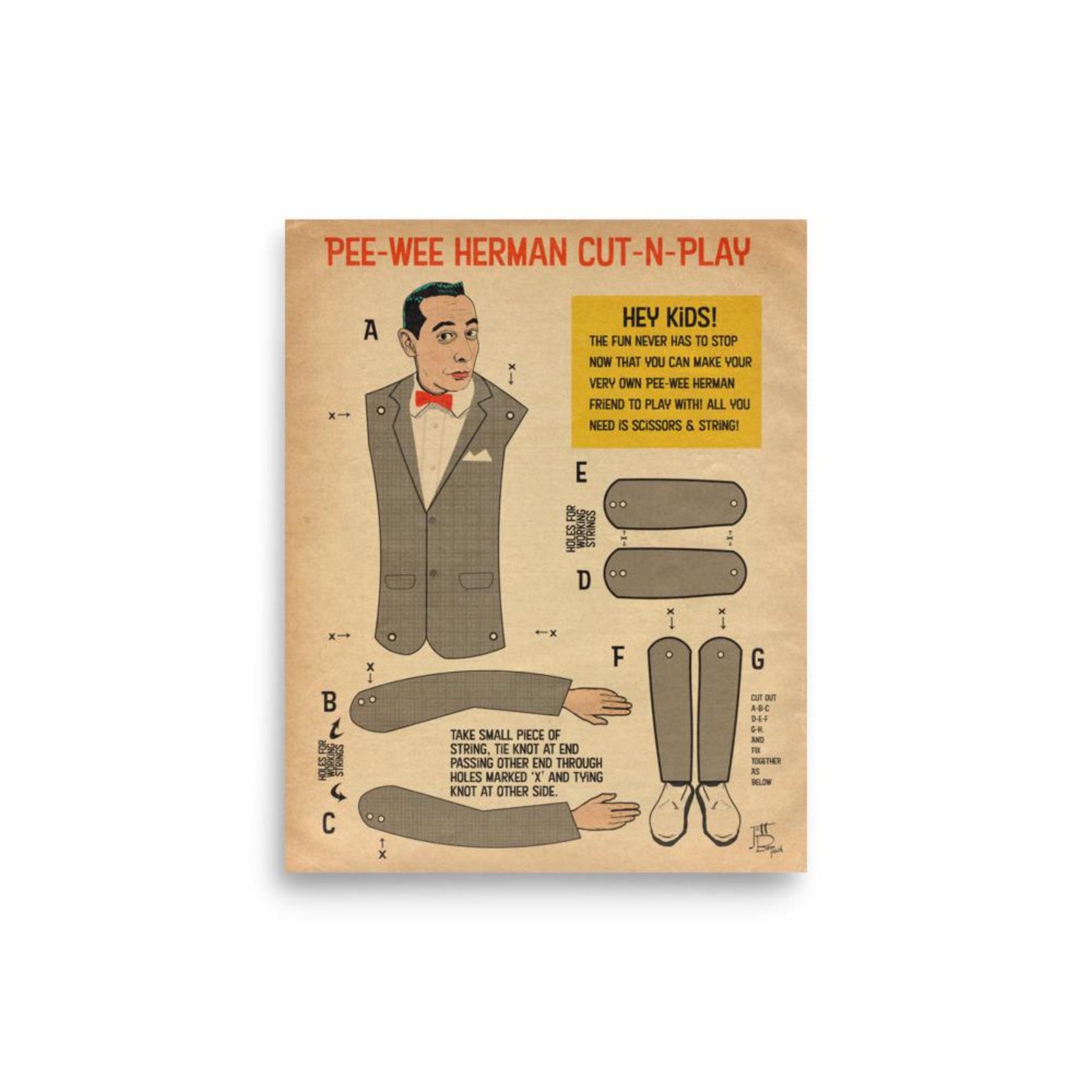 Pee-wee Paper Doll - Etsy