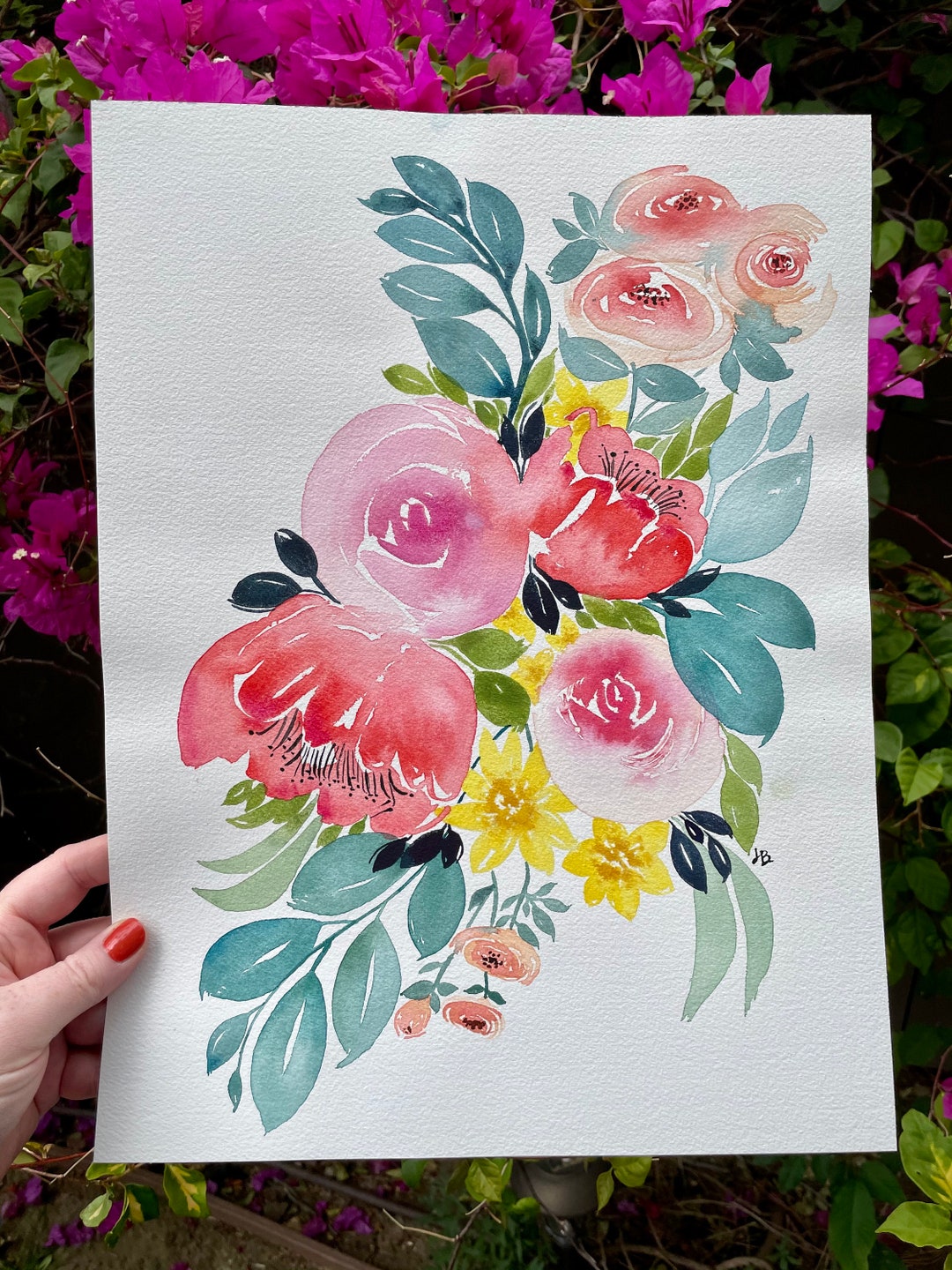 Modern Flower Painting, Watercolor, Floral Painting, Watercolor Flowers ...
