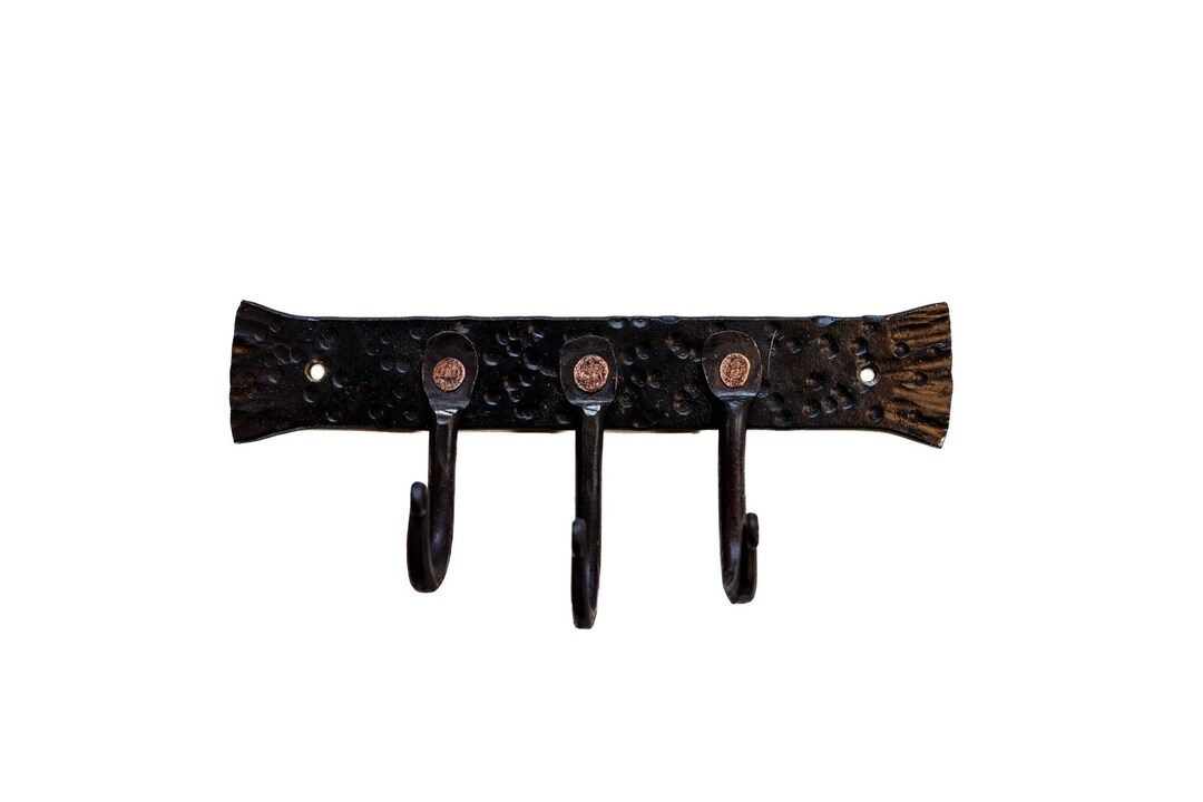 Hand Forged Key Rack With Polished Copper Rivets. - Etsy