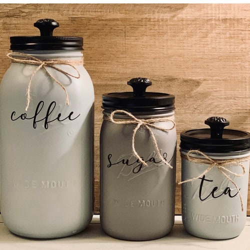 Mason Jar Canister 3pc Set - Etsy