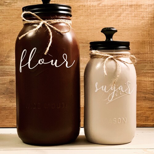 MASON Jar Kitchen 5pc SET in Antique Wood TRAY Mini Quilted - Etsy