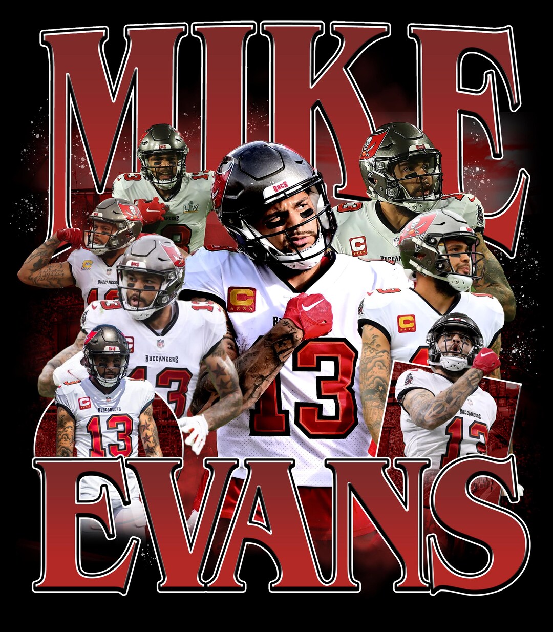 Mike Evans Football PNG Digital Download, High-resolution Sports Art ...