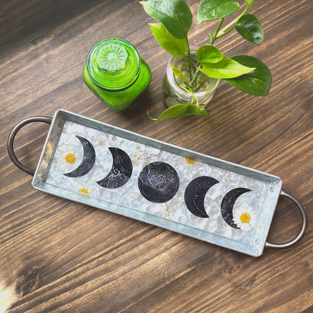 Moon Phases Tray Metal Floral Decorative Table Decor - Etsy