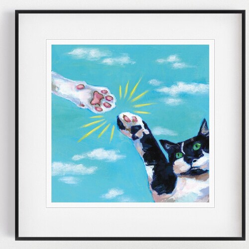 Cat Art Print Cats Toe Beans the Creation of Adam Animals - Etsy