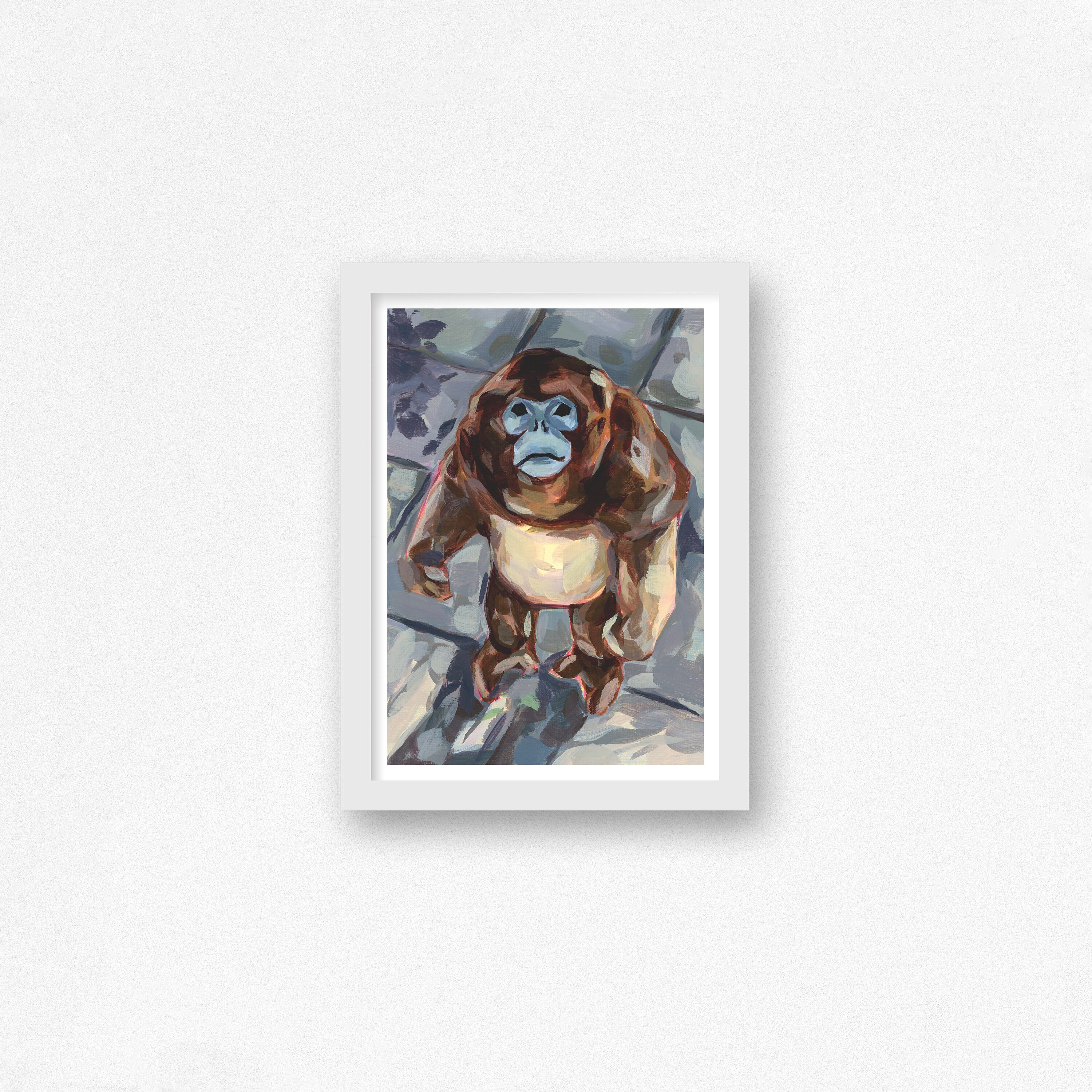 Monkey Art Print Monkey Painting Monkey Wall Art Golden - Etsy