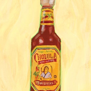 Cholula Print, Art Print, Kitchen Decor, Acrylic Painting, Hot Sauce ...