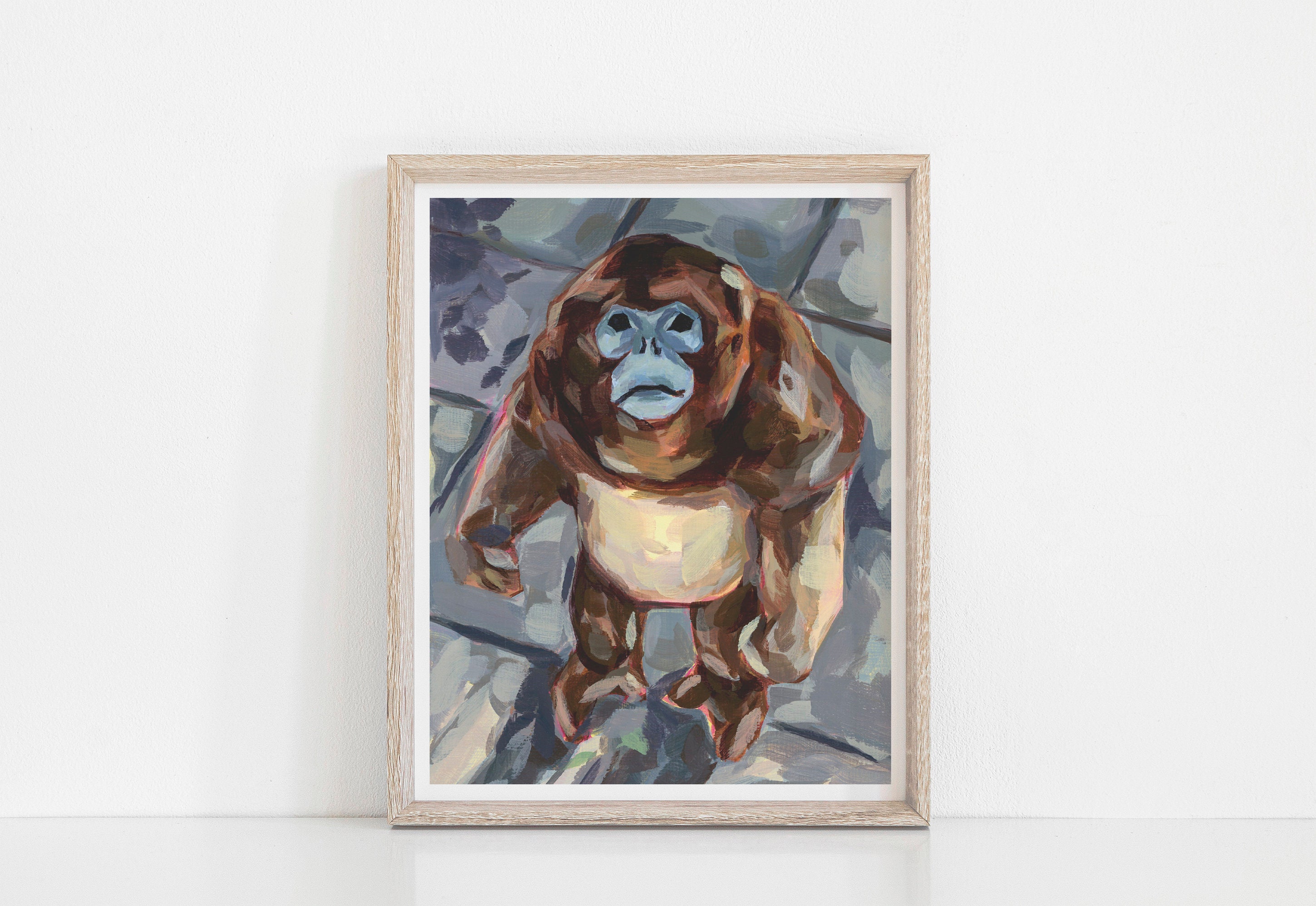 Monkey Art Print Monkey Painting Monkey Wall Art Golden - Etsy