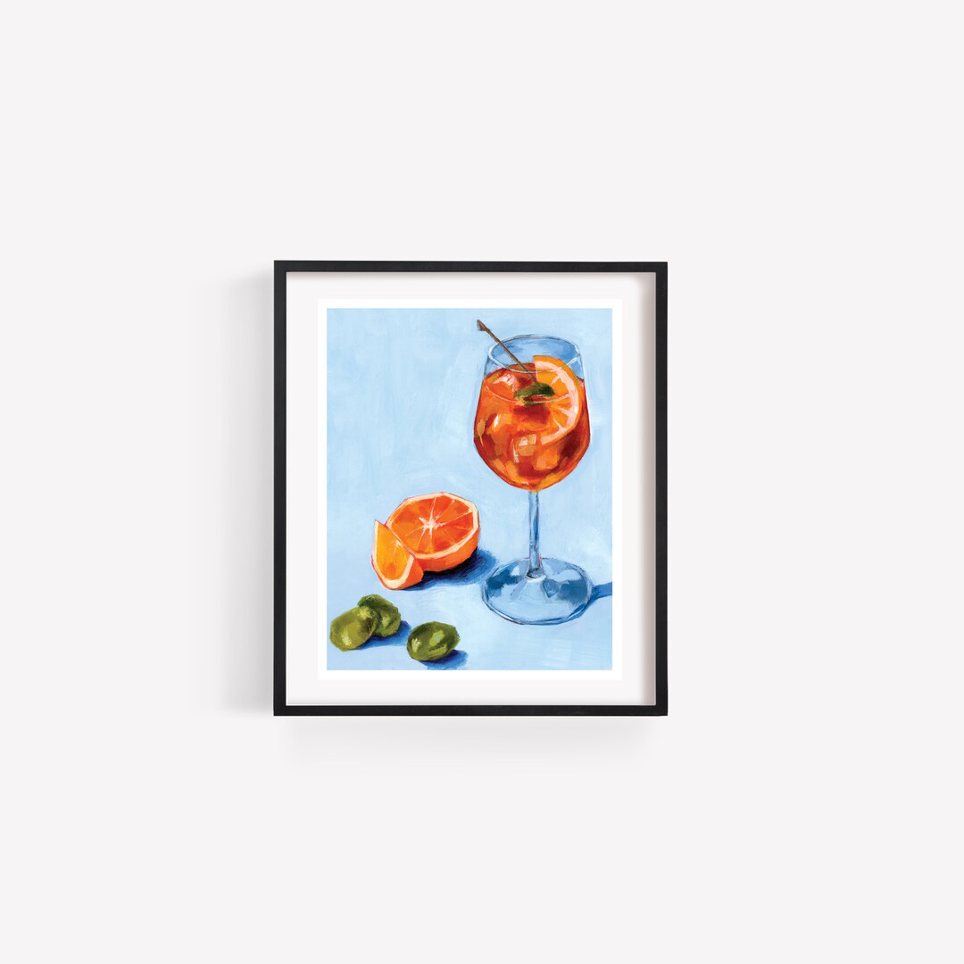 Aperol Spritz, Cocktail Wall Art, Spritz Print, Bar Decor, Fine Art ...