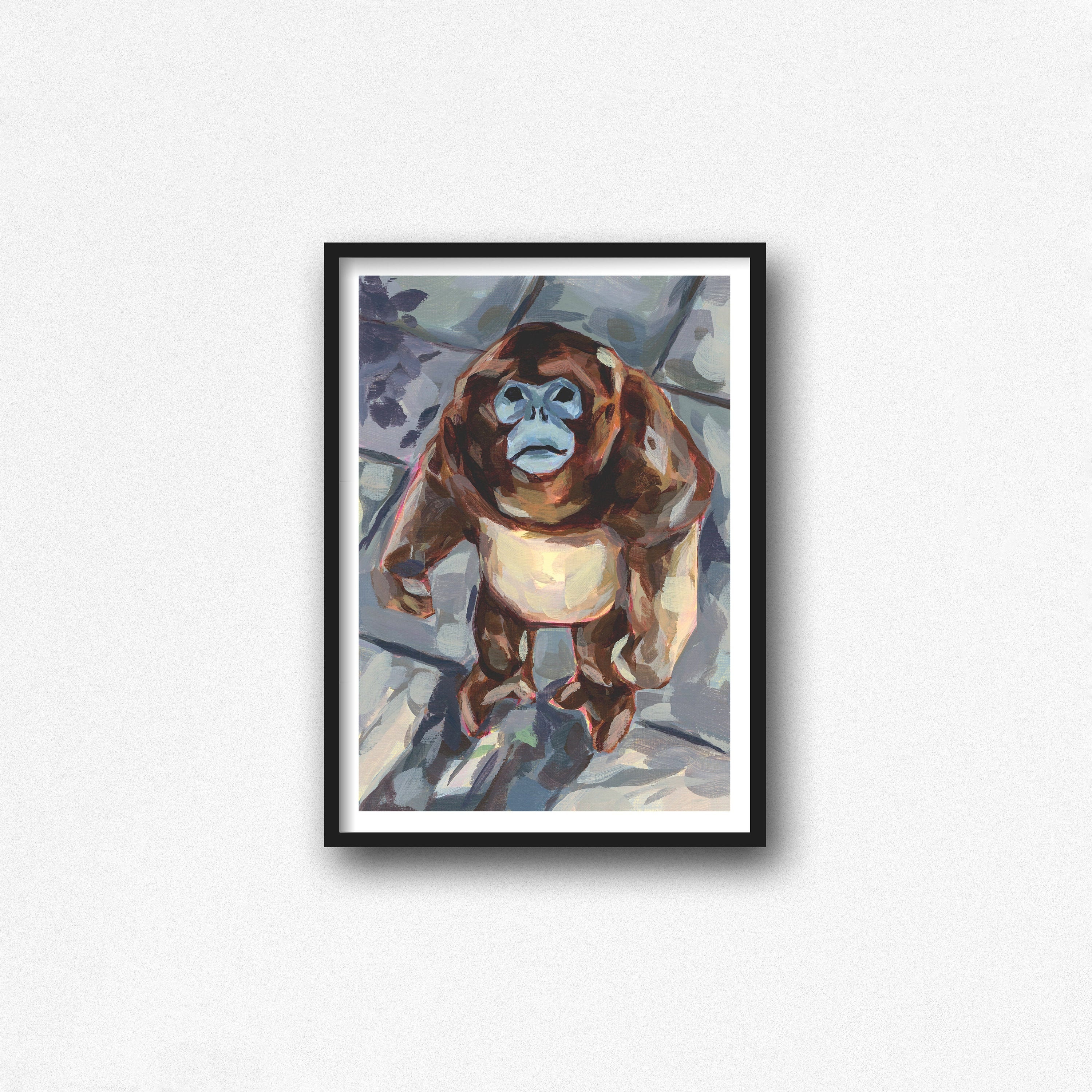 Monkey Art Print Monkey Painting Monkey Wall Art Golden - Etsy