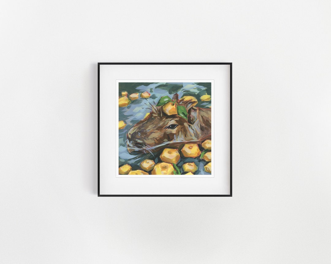 Capybara Art Print, Capybara Painting, Capybara Wall Art, Capybara Yuzu ...
