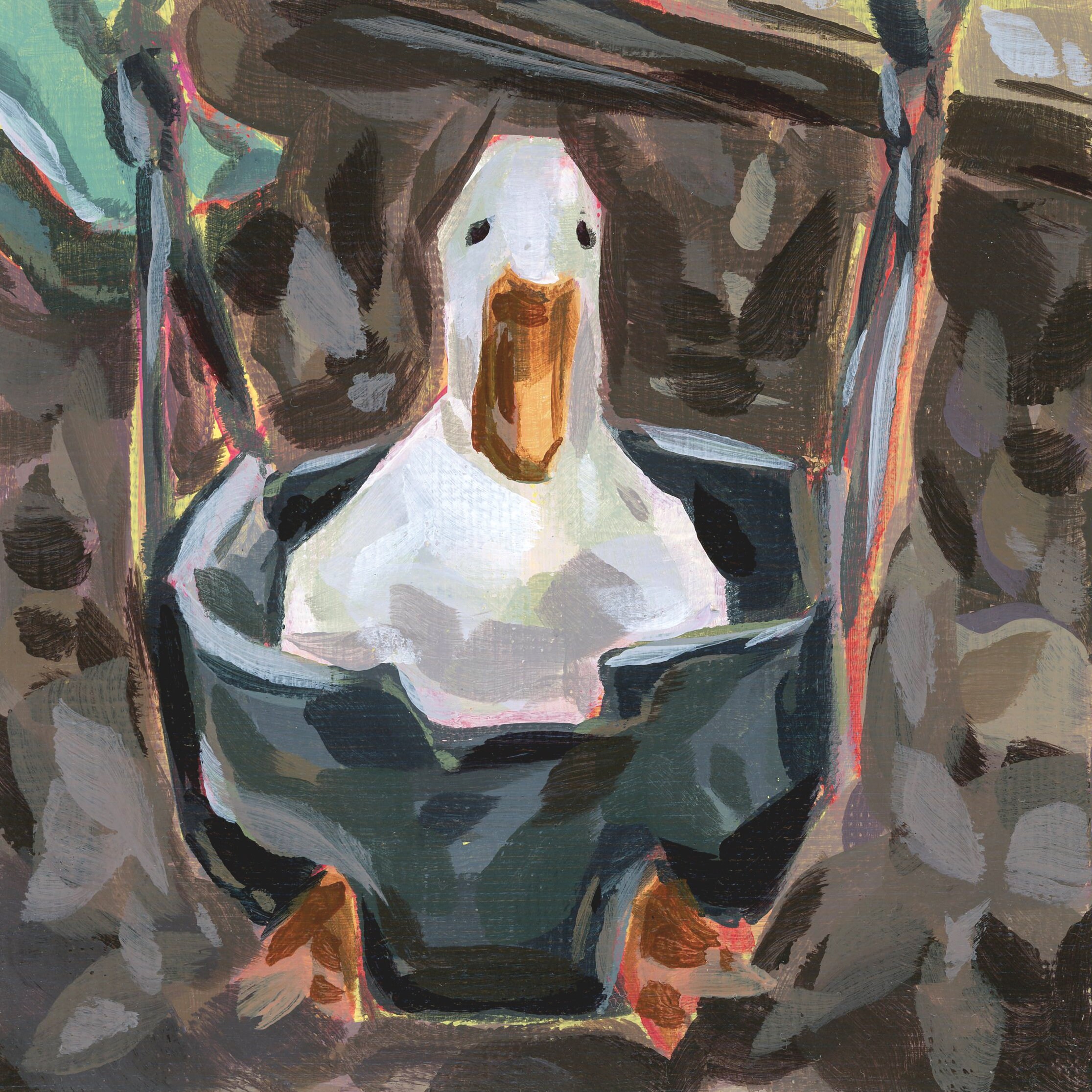 Impresión de arte de pato pato en un columpio pintura de | Etsy