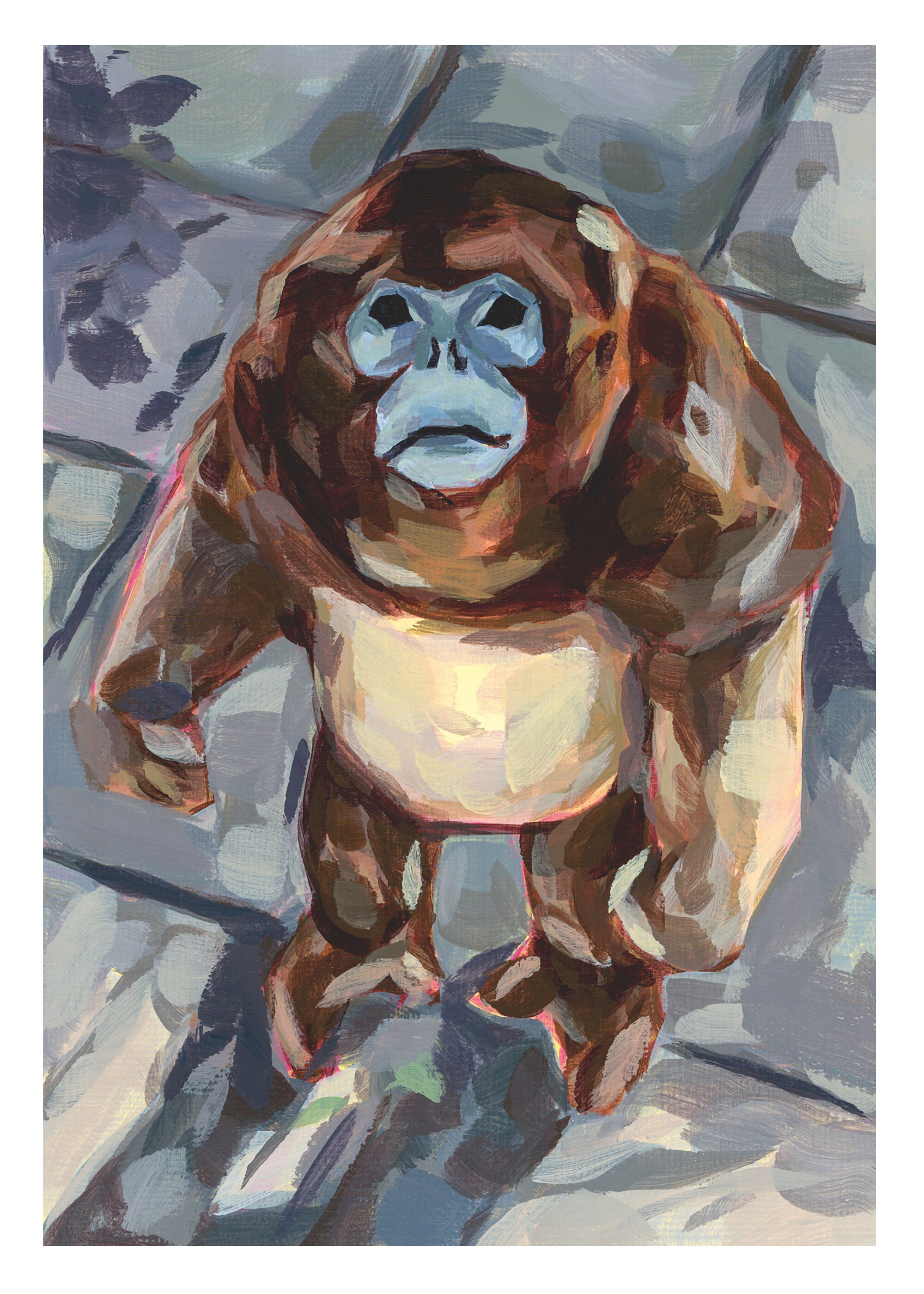 Monkey Art Print Monkey Painting Monkey Wall Art Golden | Etsy