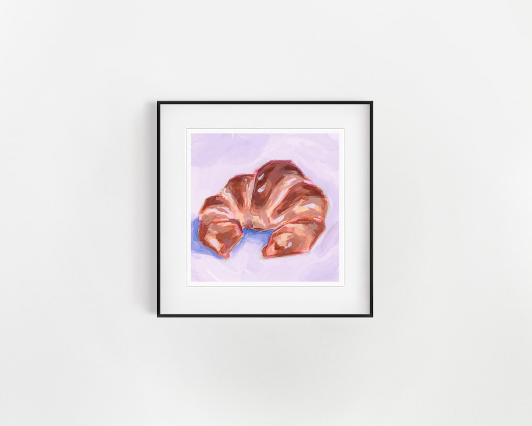 Croissant Print, Art Print, Kitchen Decor, Acrylic Painting, Croissant ...
