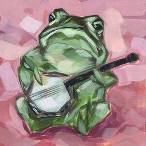Frog Art Print, Tree Frog Painting, Frog Banjo, Animal Print, Wall ...