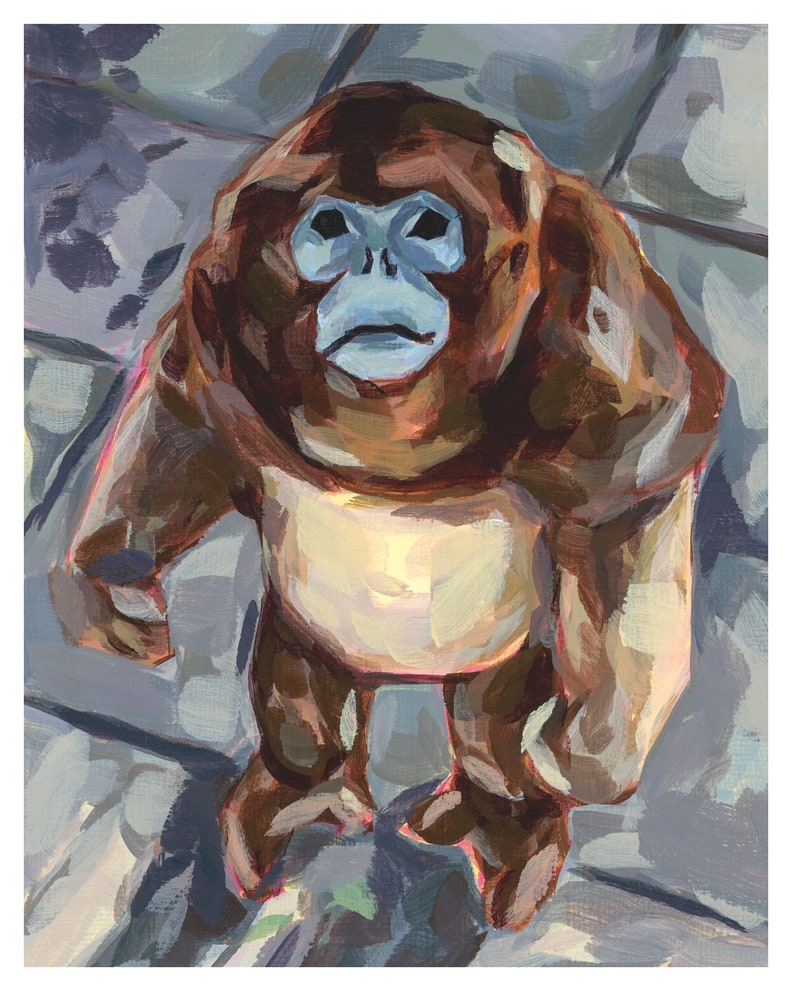 Monkey Art Print Monkey Painting Monkey Wall Art Golden - Etsy