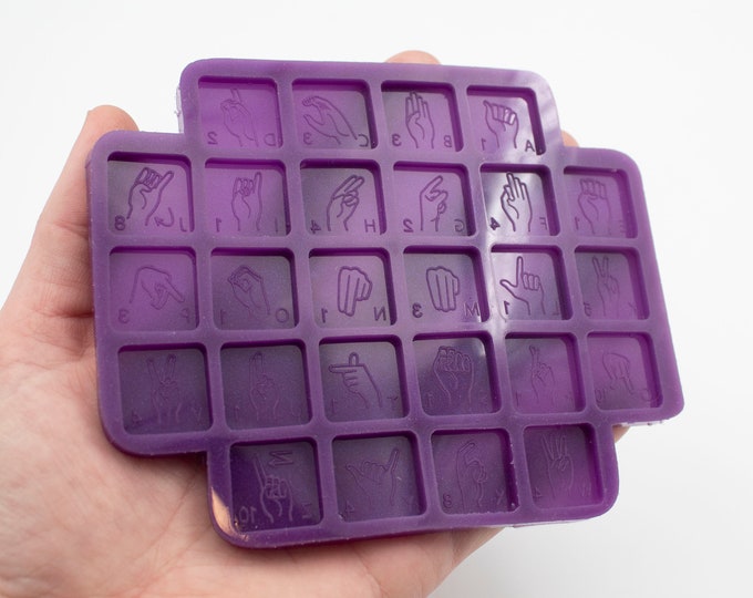 American Sign Language Letter Tiles Resin Mold / ASL Tile Mold / Resin ...