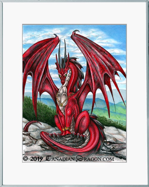 Red Dragon Art - Dragon Wall Art -PRINT / Dragon Poster - Dragon Wall ...