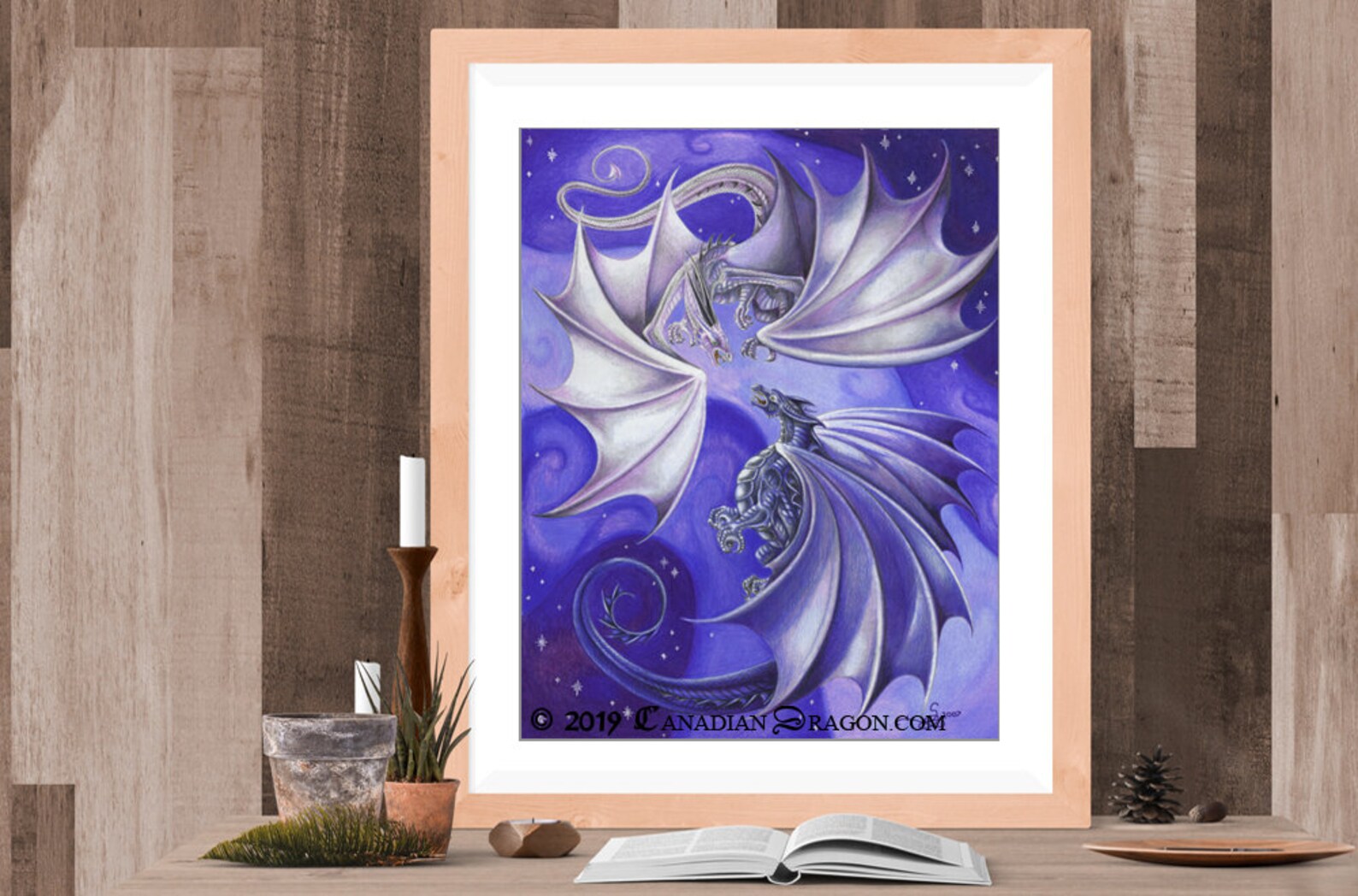 Purple Blue Dragon Wall Art Game Room Wall Decor- of Starry Night ...