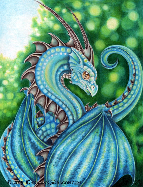 Blue Dragon PRINT Wall Art - of Blue Summer Dragon Game Room Wall Decor ...