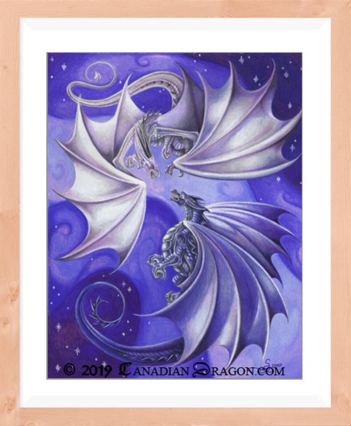 Purple Blue Dragon Wall Art Game Room Wall Decor- of Starry Night ...