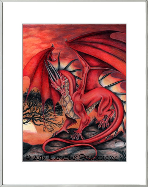 Red Dragon ORIGINAL Drawing Wall Art Drawing NOT A PRINT of Red Dragon ...