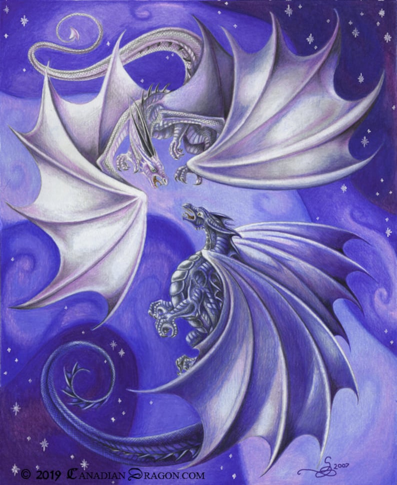 Purple Blue Dragon Wall Art Game Room Wall Decor- of Starry Night ...