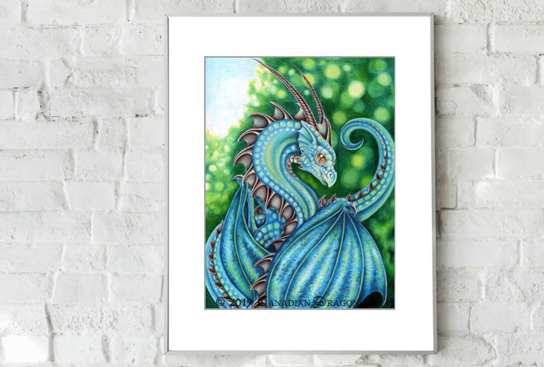 Blue Dragon PRINT Wall Art - of Blue Summer Dragon Game Room Wall Decor ...