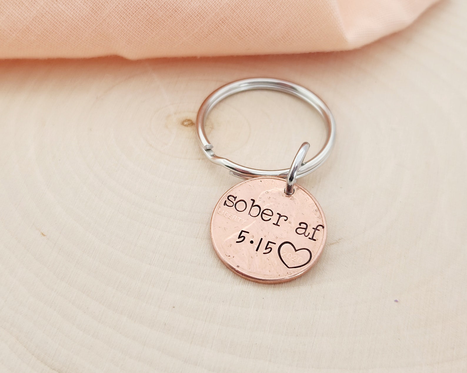 Sobriety Penny Keychain With Custom Date-sobriety Symbol Keychain ...