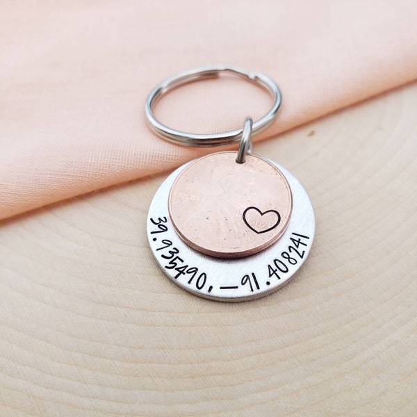 Coordinates Keychain - Etsy