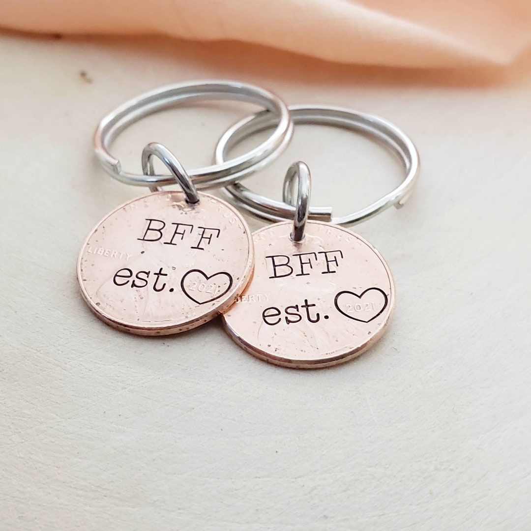 BFF Best Friend Matching TWO Penny Keychains With Customized ...