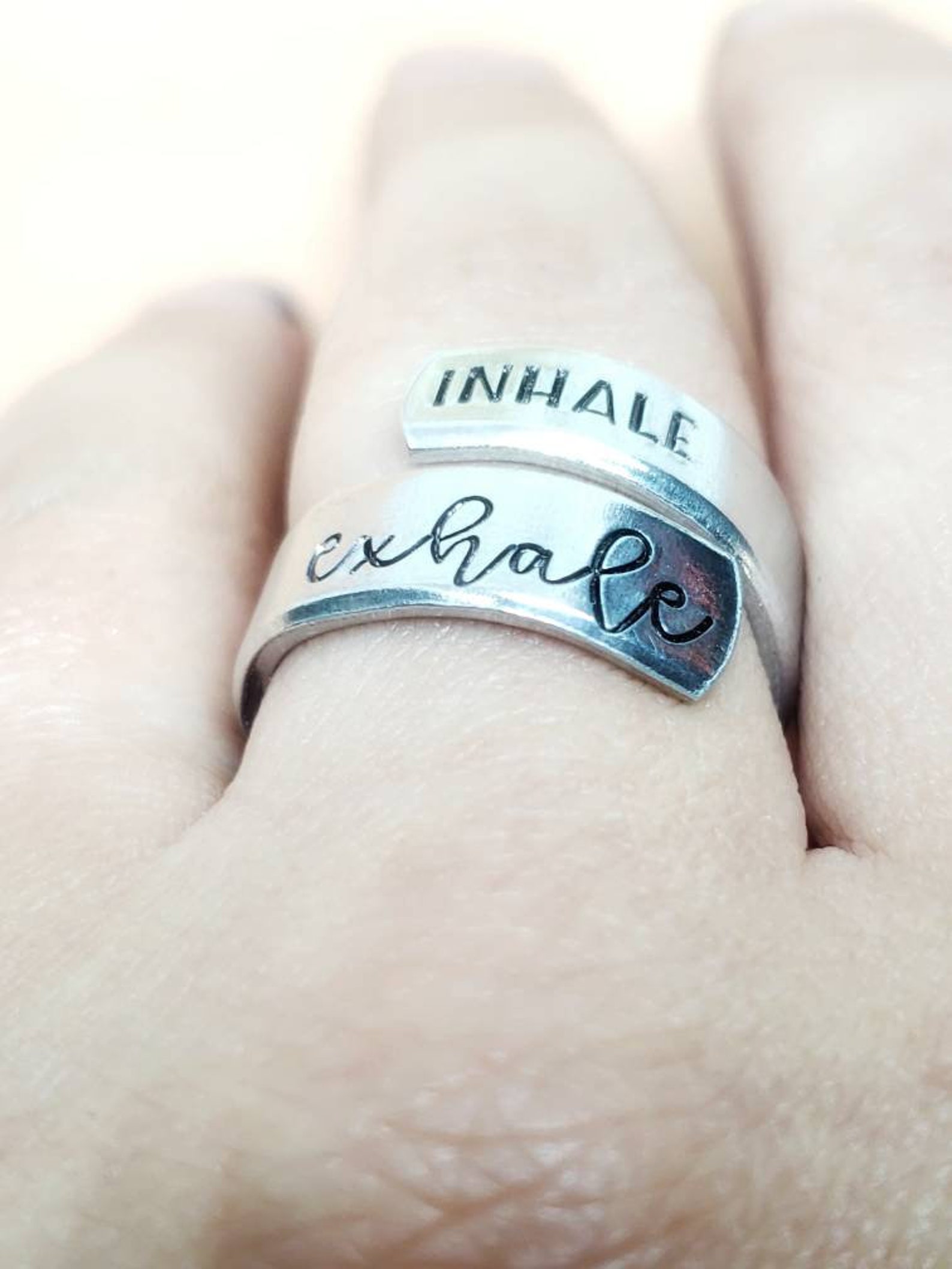 Inhale Exhale Wrap Ring-personalized Mantra Ring-inspirational Ring ...