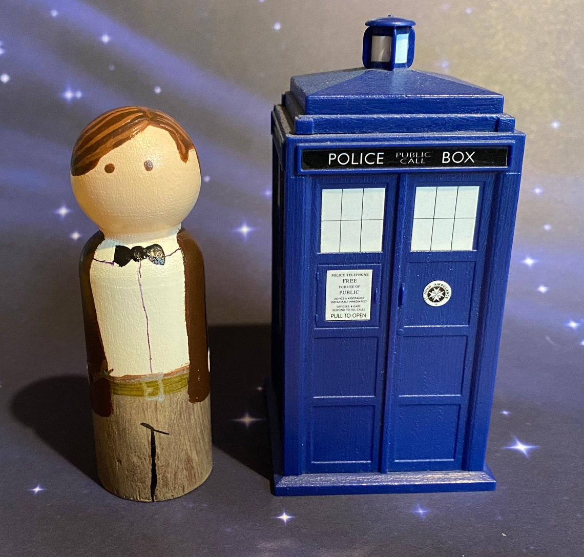 Doctor Who Handpainted Peg Dolls Tardis Whovian Dalek Weeping Angel - Etsy