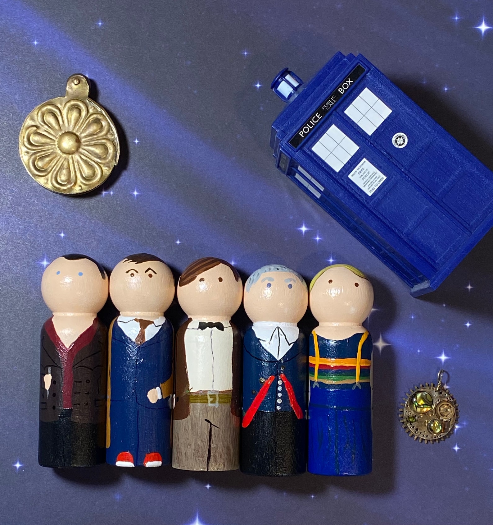 Doctor Who Handpainted Peg Dolls Tardis Whovian Dalek Weeping Angel - Etsy