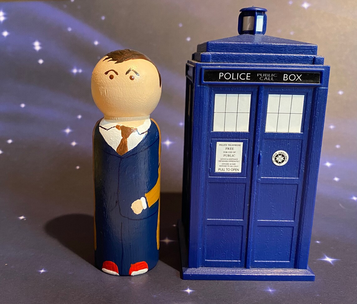 Doctor Who Handpainted Peg Dolls Tardis Whovian Dalek Weeping Angel - Etsy