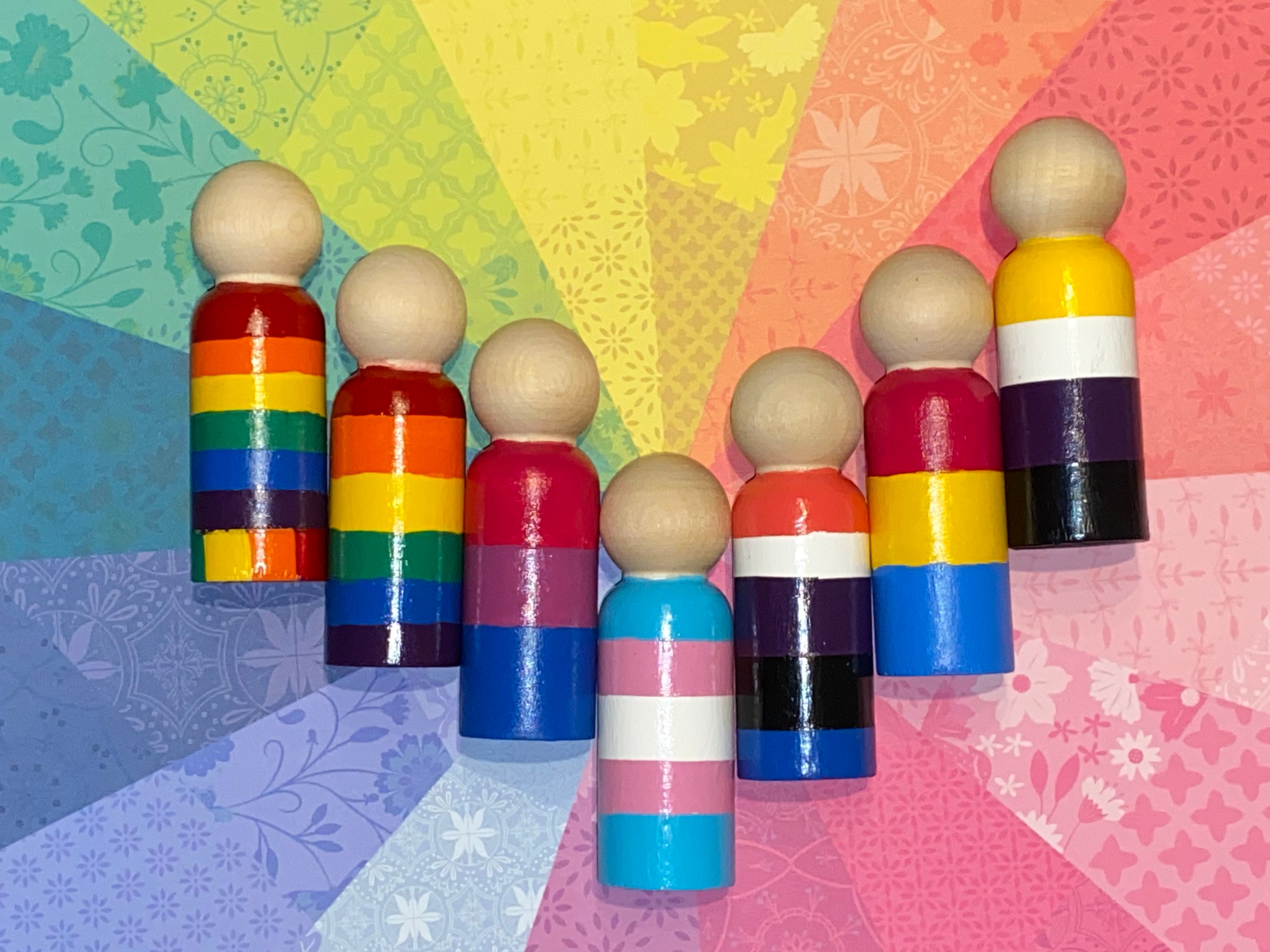 Pride Peg Dolls LGBT+ Rainbow Gay Trans Bi Pan - Etsy
