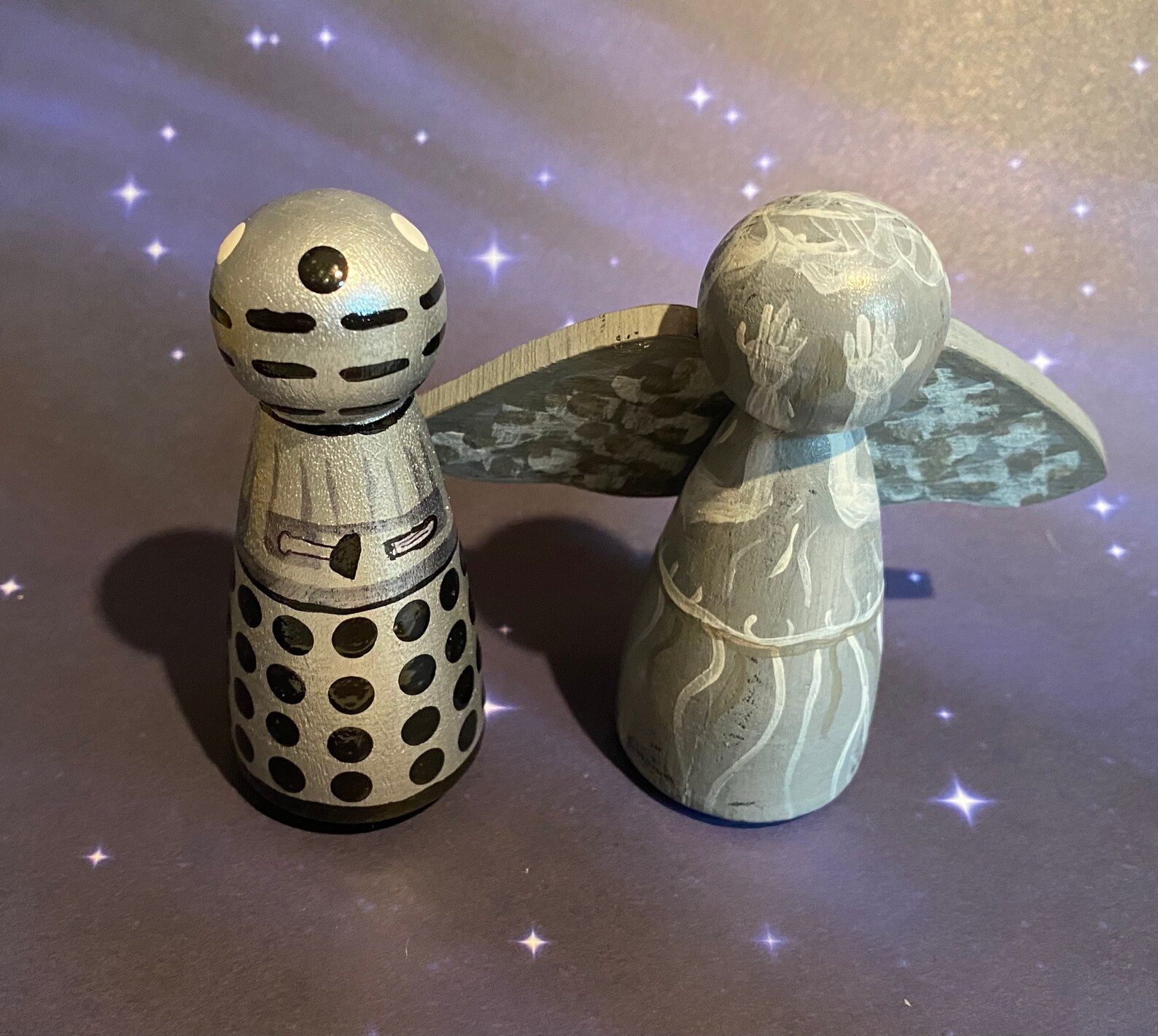 Doctor Who Handpainted Peg Dolls Tardis Whovian Dalek Weeping Angel - Etsy