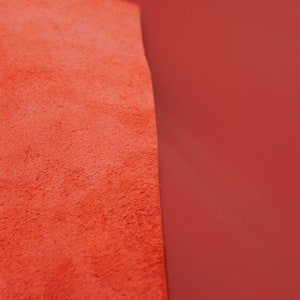 Red leather sheets with smooth surface. Nappa genuine leather | Etsy