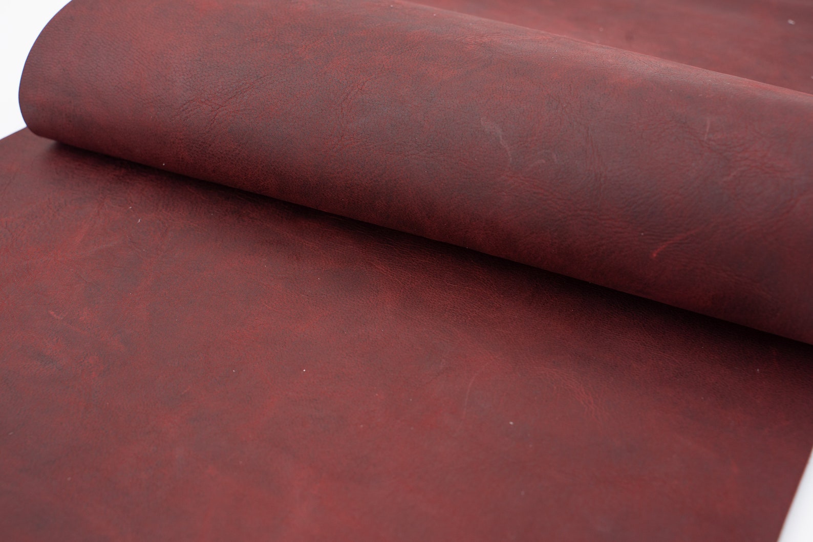 Veg tan pull up leather sheets in dark red color . Distress | Etsy