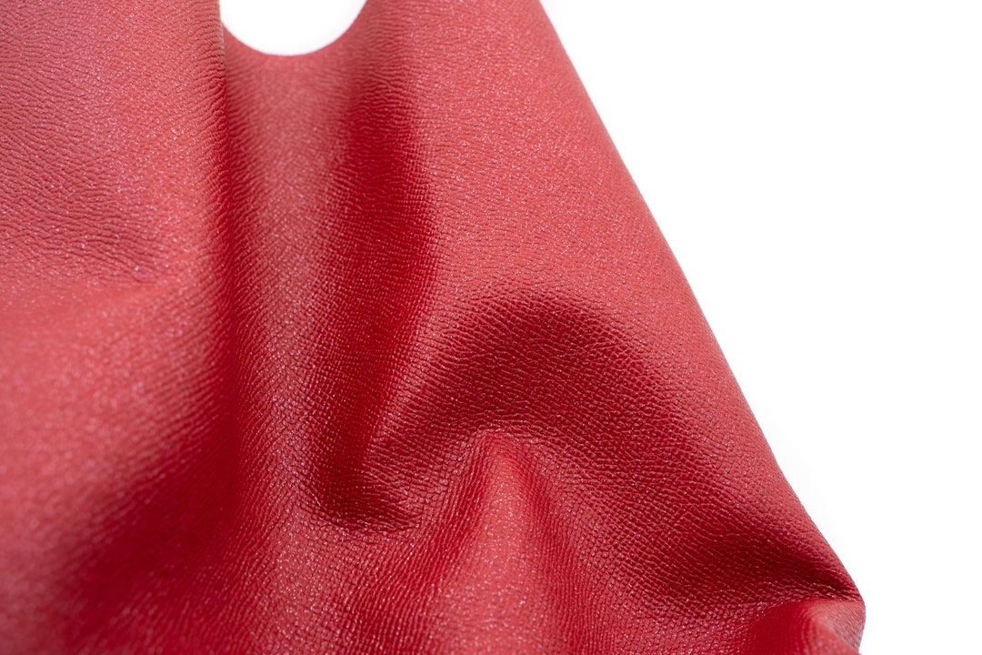 Saffiano Leather Sheet in Dark Red Color With a Discrete Silver Glitter ...