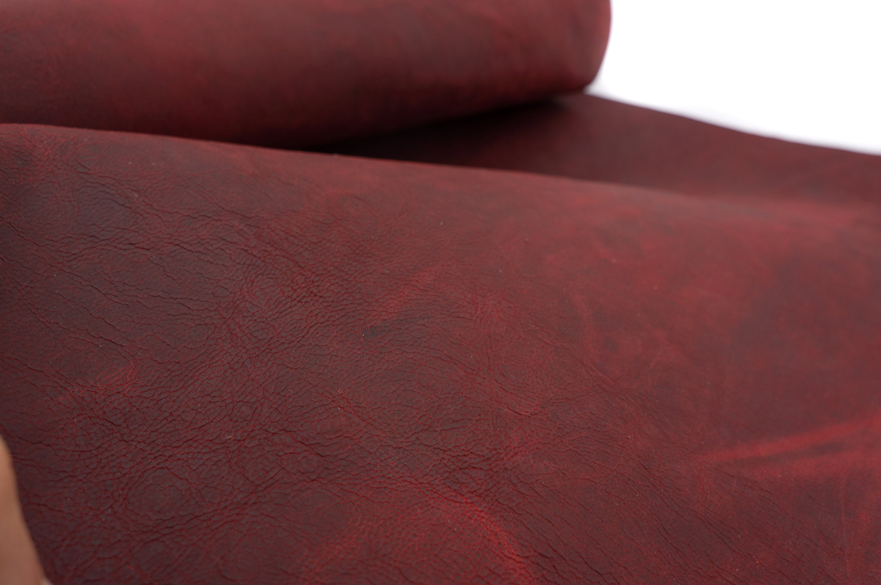Semi Veg Tan Pull up Leather Sheets in Dark Red Color . Distress, Full ...