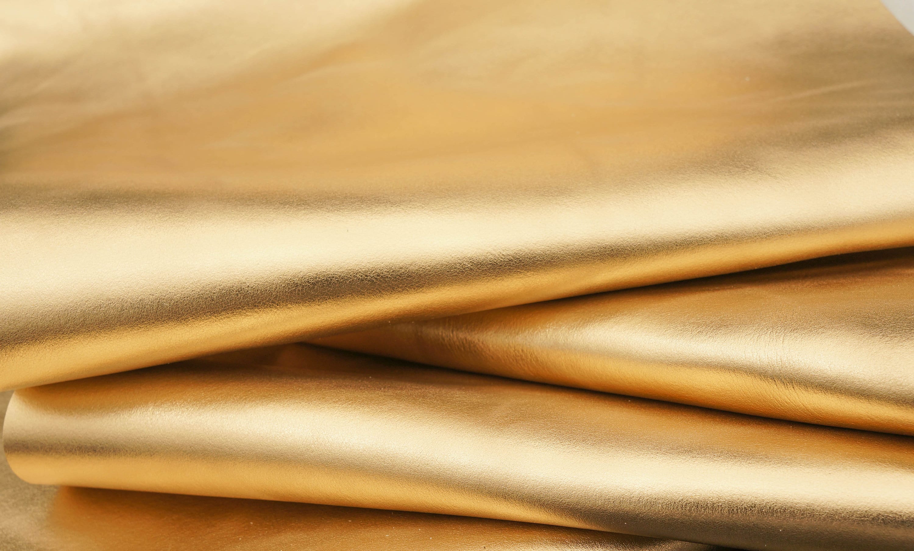 Gold Leather Pieces With Metallic Look. Nappa Genuine Leather Sheets in ...