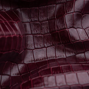Dark Burgundy Red Croco Leather Sheets With and a Little Sheen. High ...