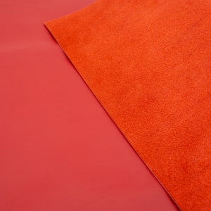 Red Leather Sheets With Smooth Surface. Nappa Genuine Leather Pieces ...