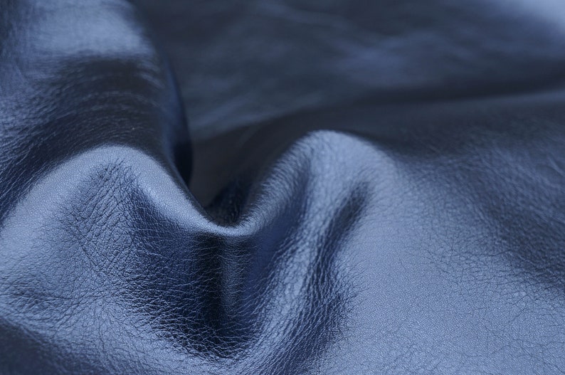 Nappa Metallic Leather Sheets in Blue Gray Color, Pliable, Soft and ...